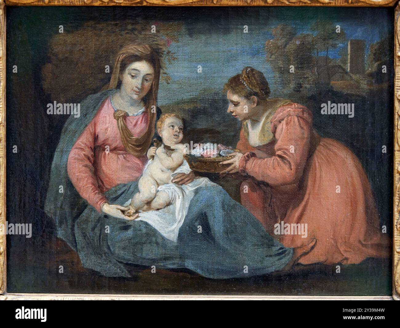 Die Jungfrau und das Kind mit der Heiligen Dorothea in einer Landschaft, um 1650-1656, David ...