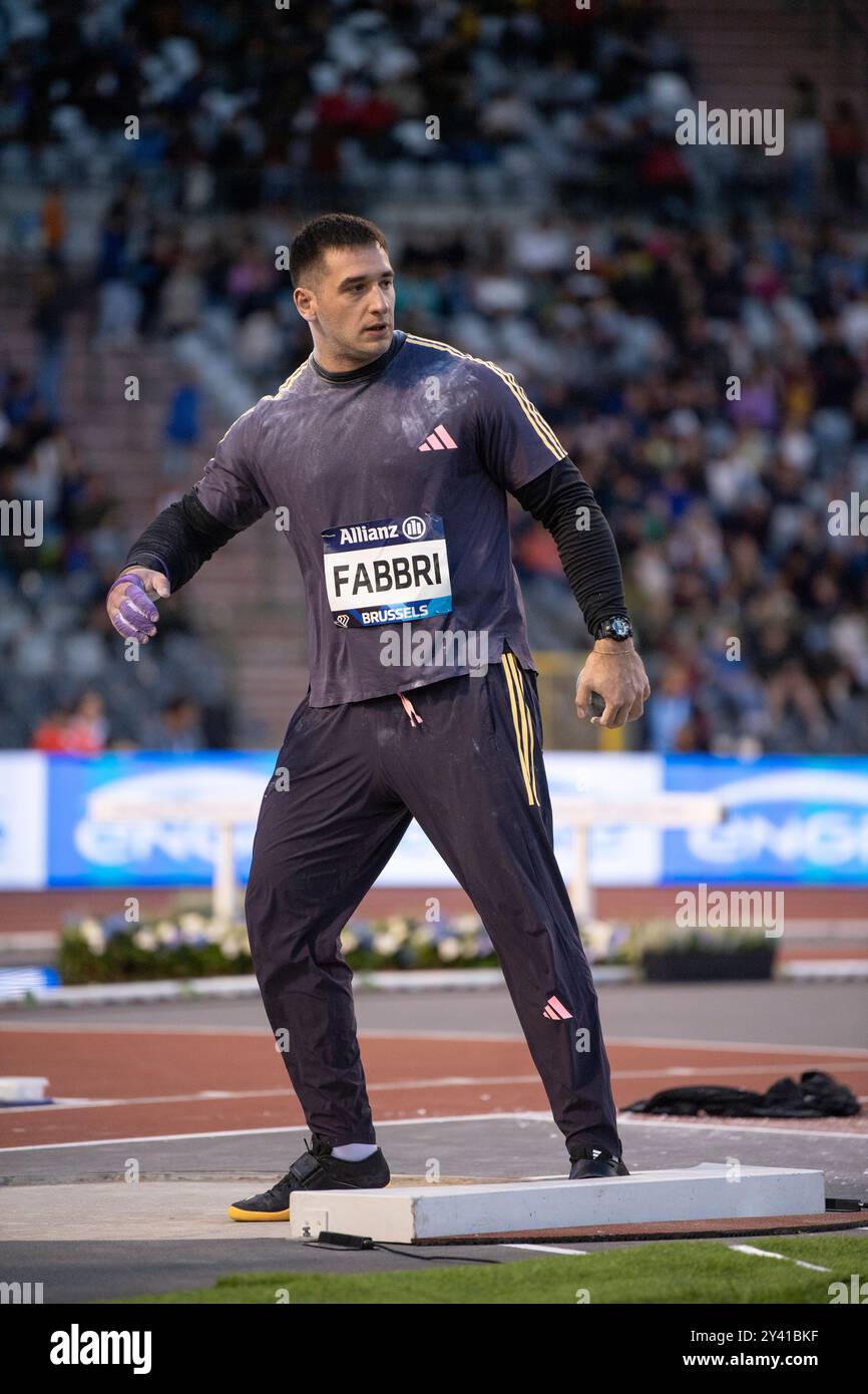Leonardo Fabbri aus Italien trat beim Finale der Memorial Van Damme ...