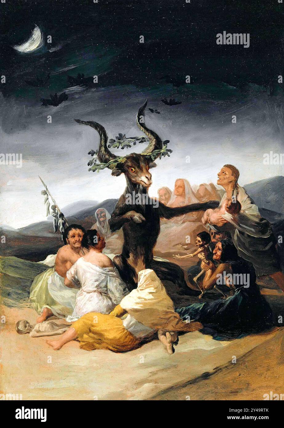 Hexensabbat [El aquelarre] des spanischen Künstlers Francisco de Goya ...
