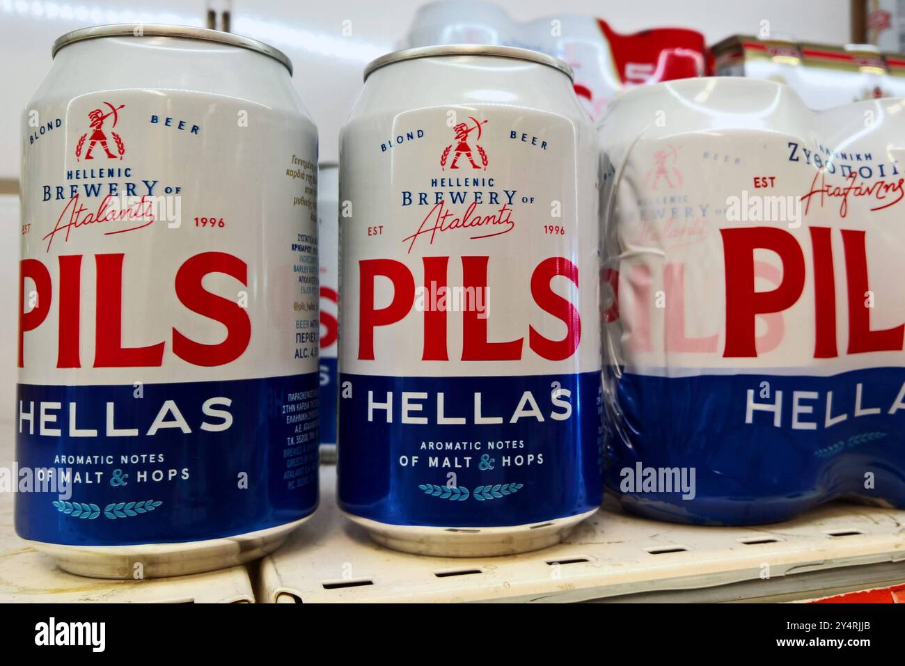 Griechische Insel. Griechenland, Rhodos. Hellenic Brewery Atalanti ...