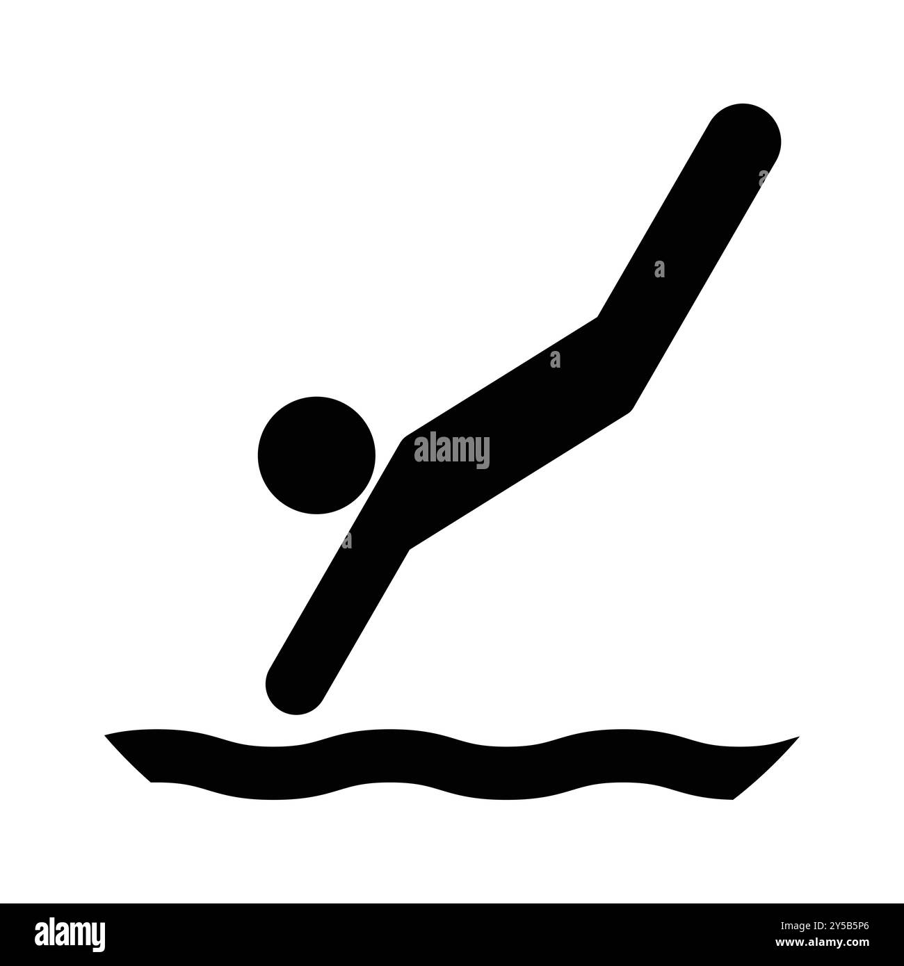 Einfaches Symbol, das eine Person darstellt, die ins Wasser taucht ...