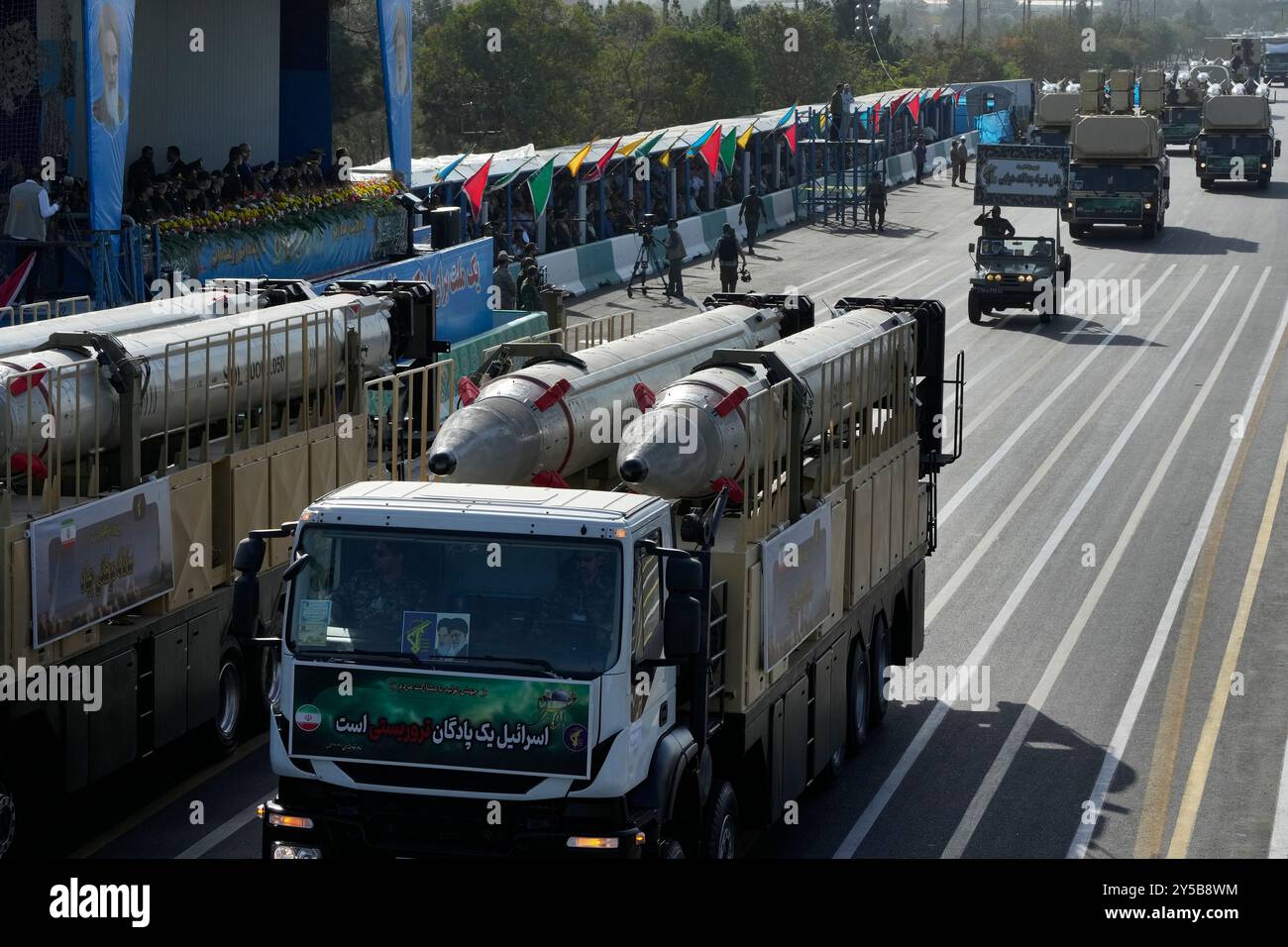 "Jihad" missiles system are displayed by the Iranian Revolutionary ...