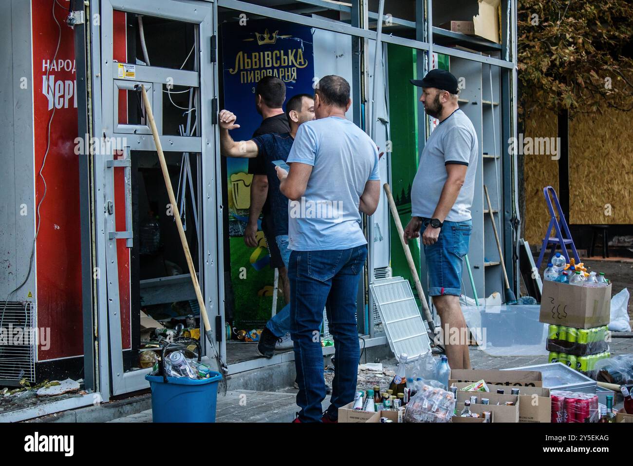 Charkiw, Ukraine, 21. September 2024 nach dem russischen Angriff auf ...