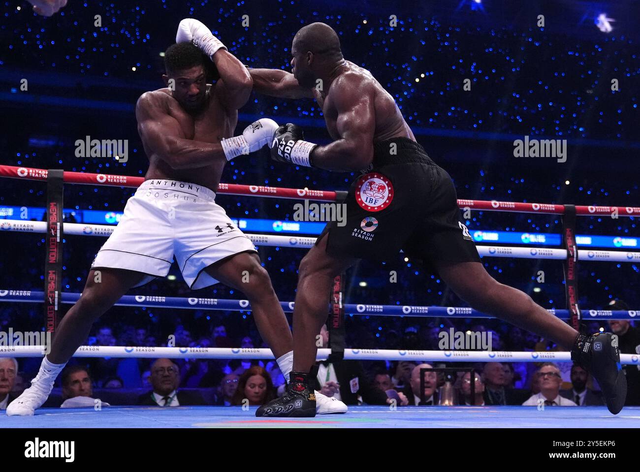 Anthony Joshua (links) und Daniel Dubois im IBF World Heavy Weight Bout ...