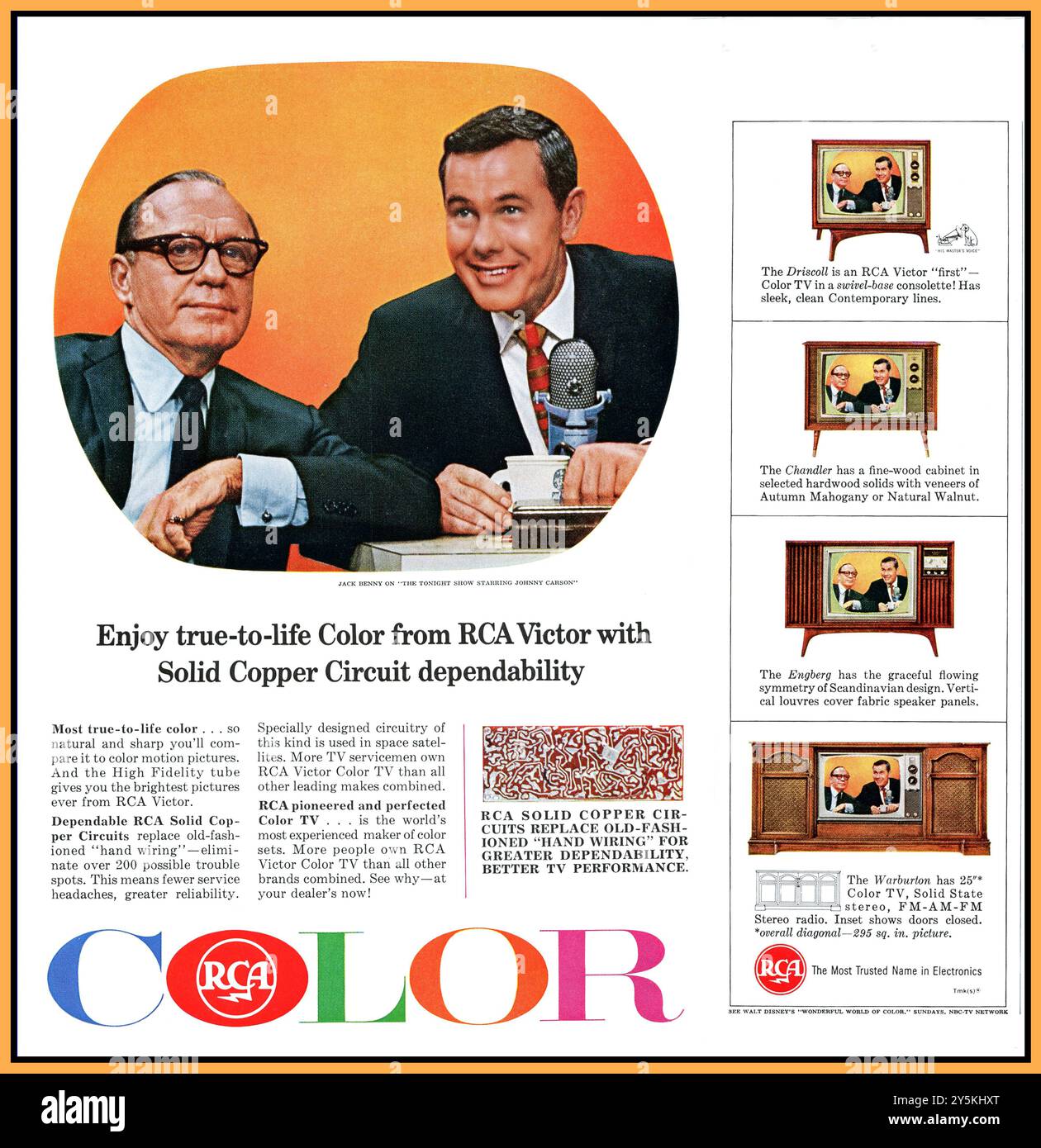 1960er Jahre RCA TV Technologie Pressemitteilung von Jack BENNY & Johnny CARSON in der Tonight ...