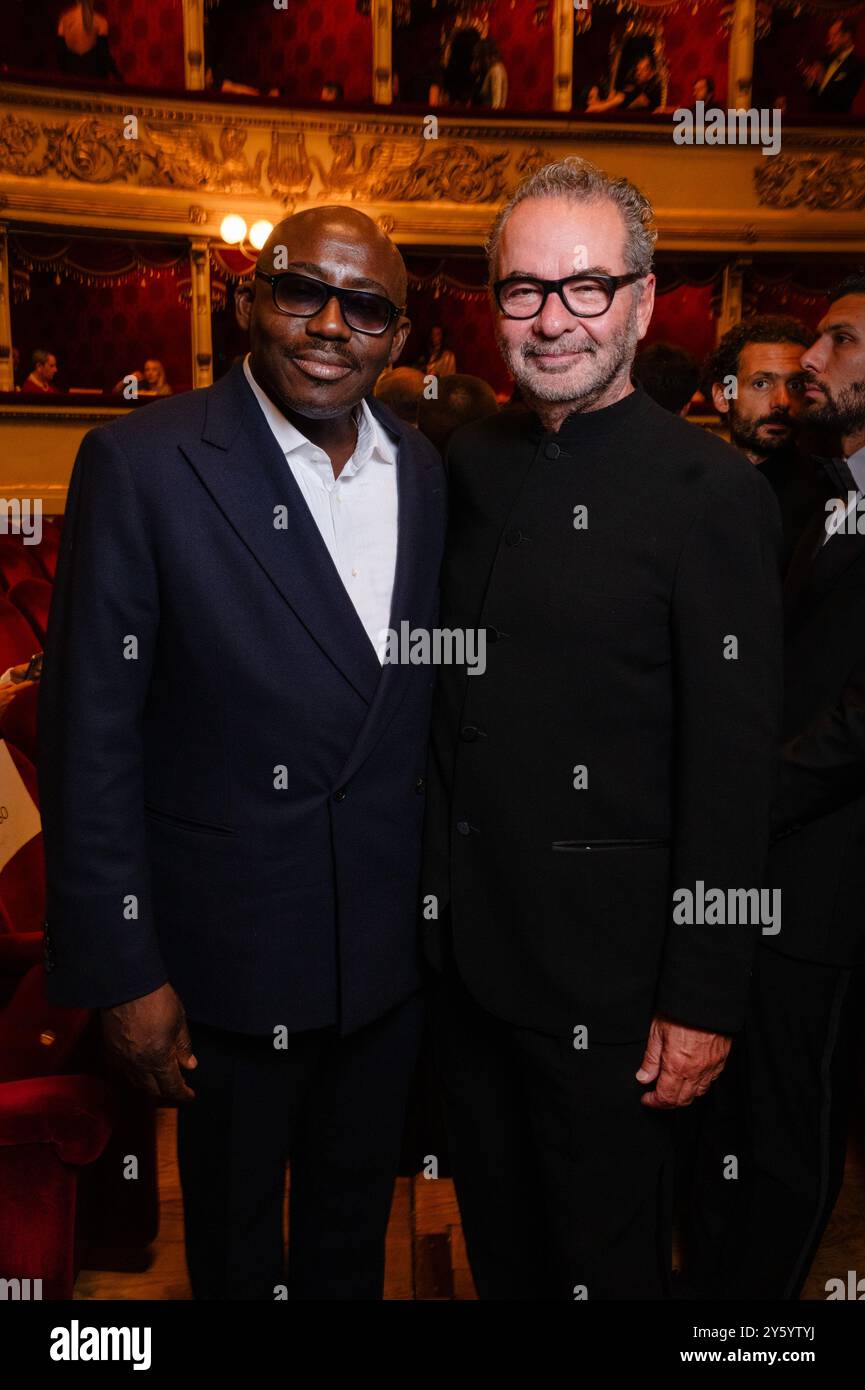 Italien. September 2024. Edward Enninful, Remo Ruffini, Romeo Ruffini ...