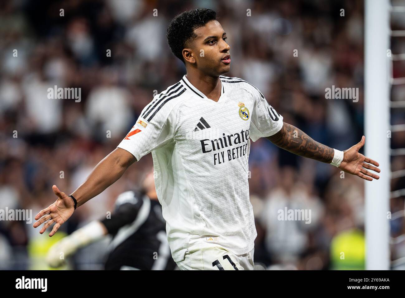 Rodrygo SILVA DE GOES of Real Madrid feiert sein Tor während des ...