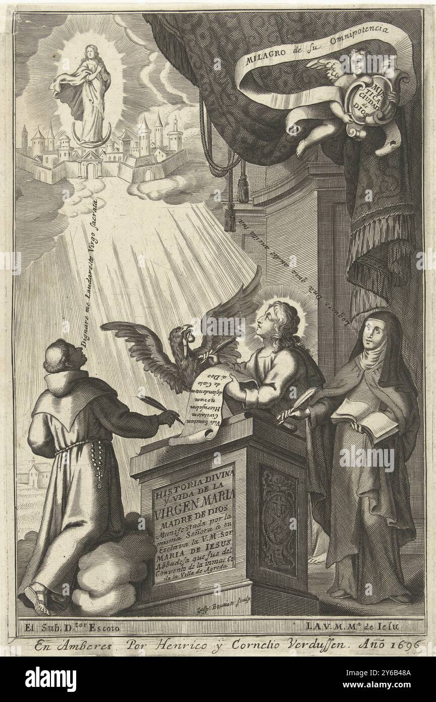 Die Jungfrau Maria wird in das Himmelreich gebracht, Historia divina y vida de la Virgen maria ...