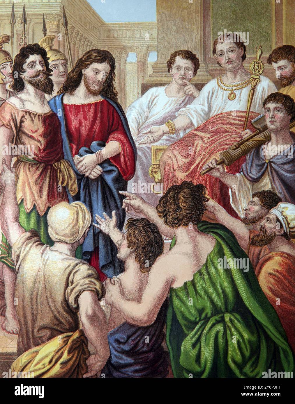 Illustration Jesu Christi brachte vor Pontius Pilatus (Pilatus-Hof) aus ...
