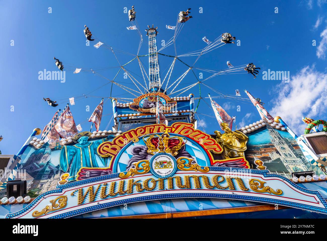 Willkommen, Wiesnbesucher genießen den Flug durch den Münchner Himmel ...