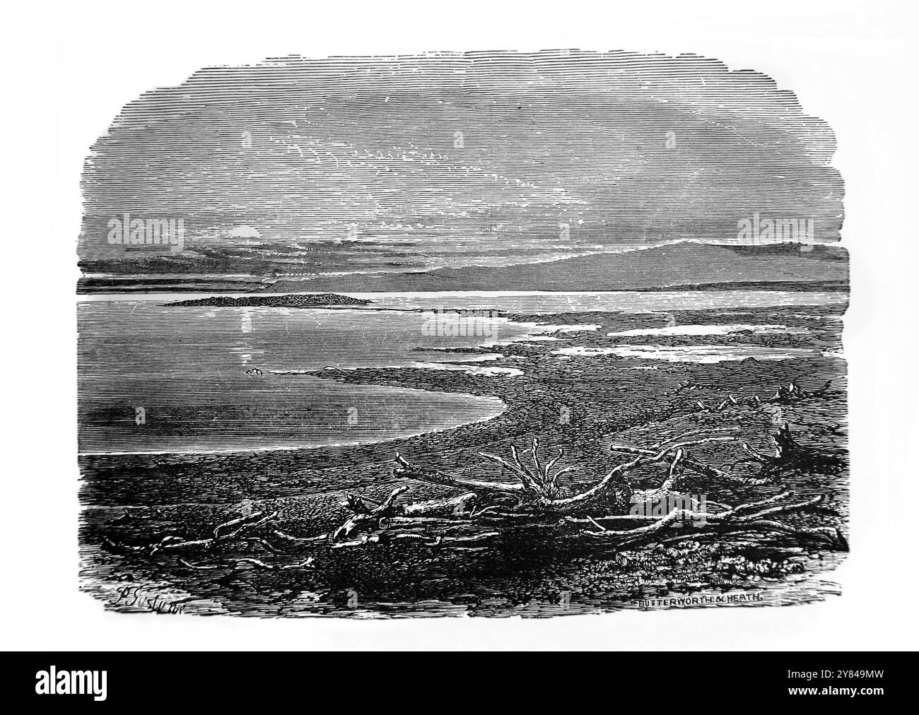 Abbildung des Toten Meeres erwähnt in der Heiligen Bibel aus dem ...