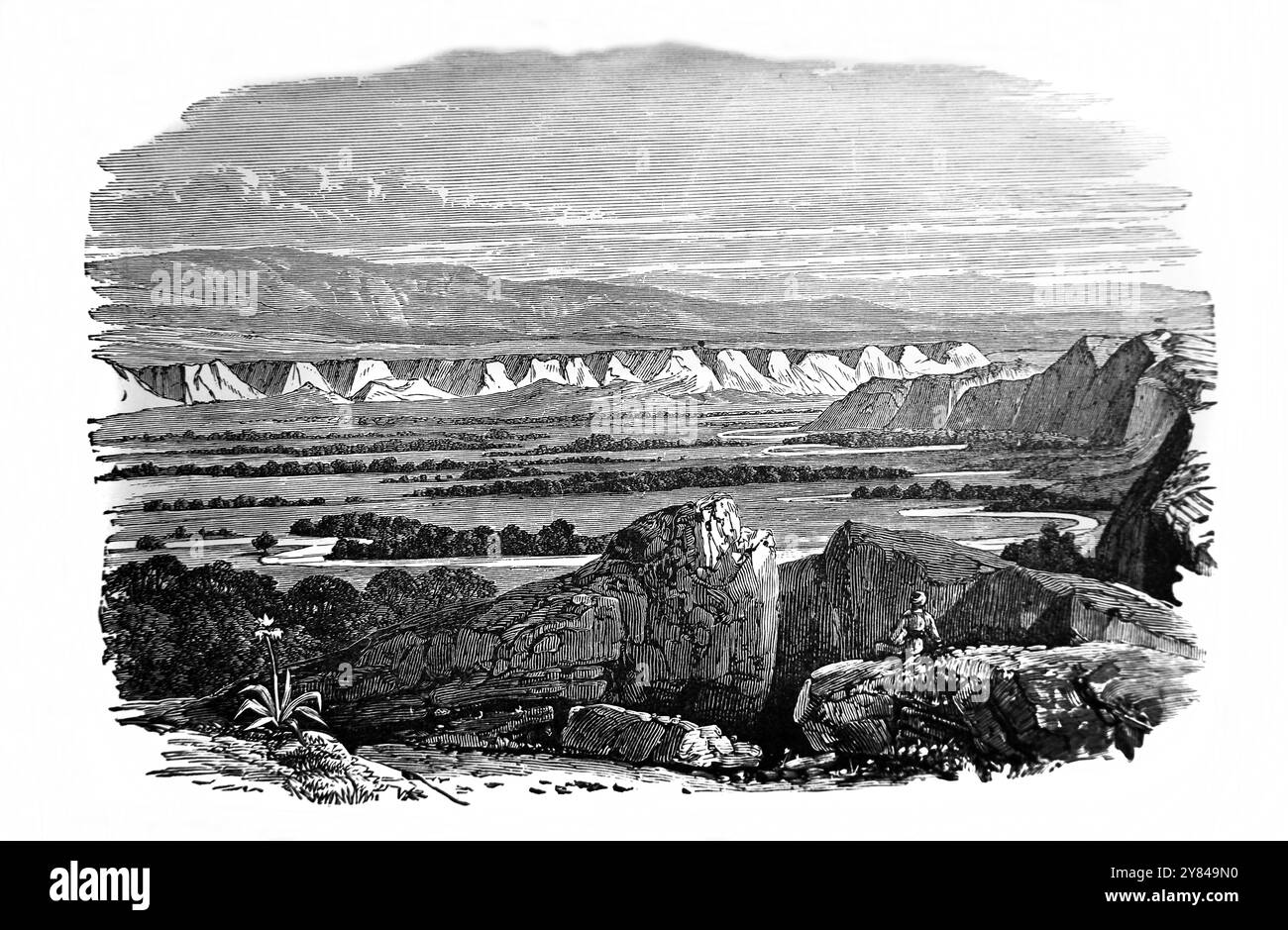 Illustration des Jordantals, erwähnt in der Heiligen Bibel aus dem ...