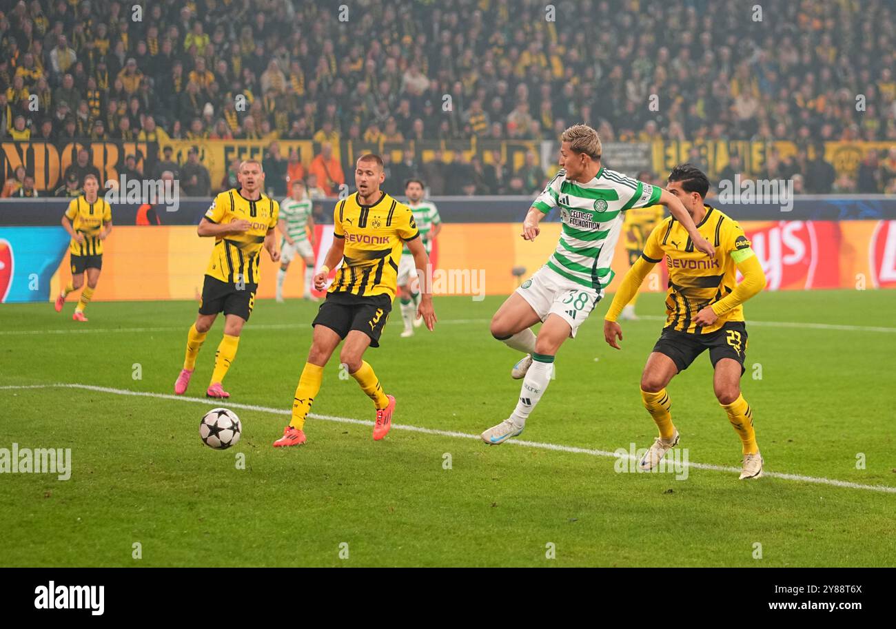 Dortmund, Deutschland. 1. Oktober 2024. Adam Idah vom Celtic FC erzielt das erste Tor der Teams ...