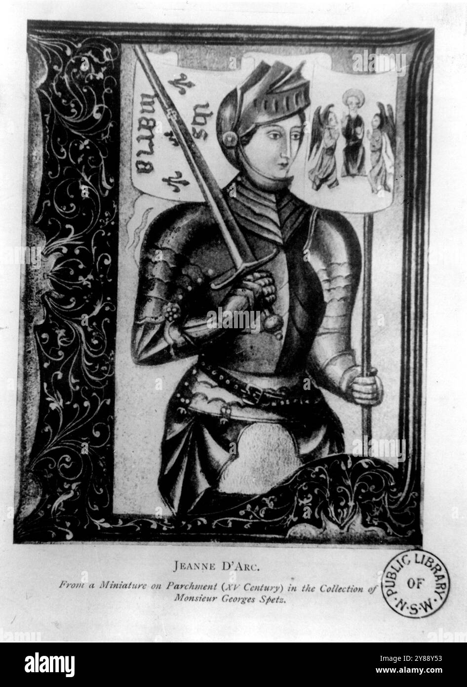 Jeanne D'Arc. Aus einer Miniatur auf Pergament (XV Jahrhundert) in der ...