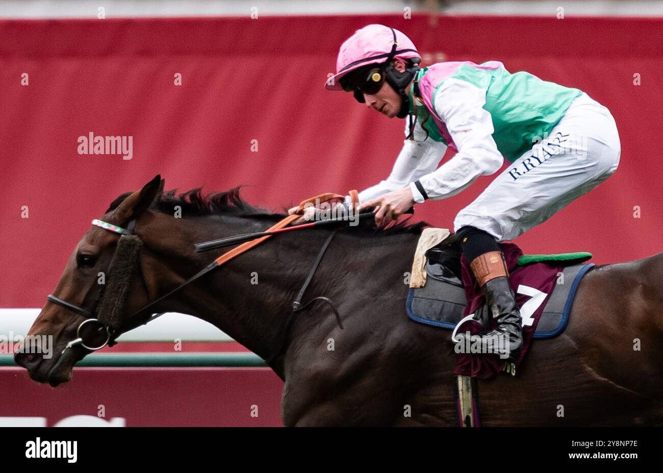 Paris , Frankreich. Sonntag, 6. Oktober 2024. Bluestocking und Jockey ...