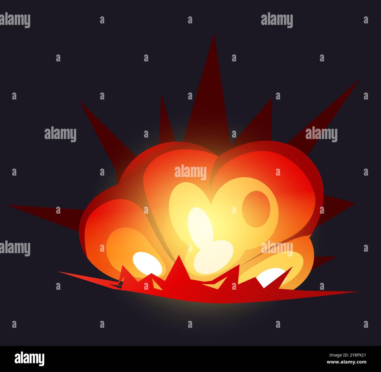 Explosion isoliert auf schwarzem Hintergrund. Atomwaffe oder Dynamit ...
