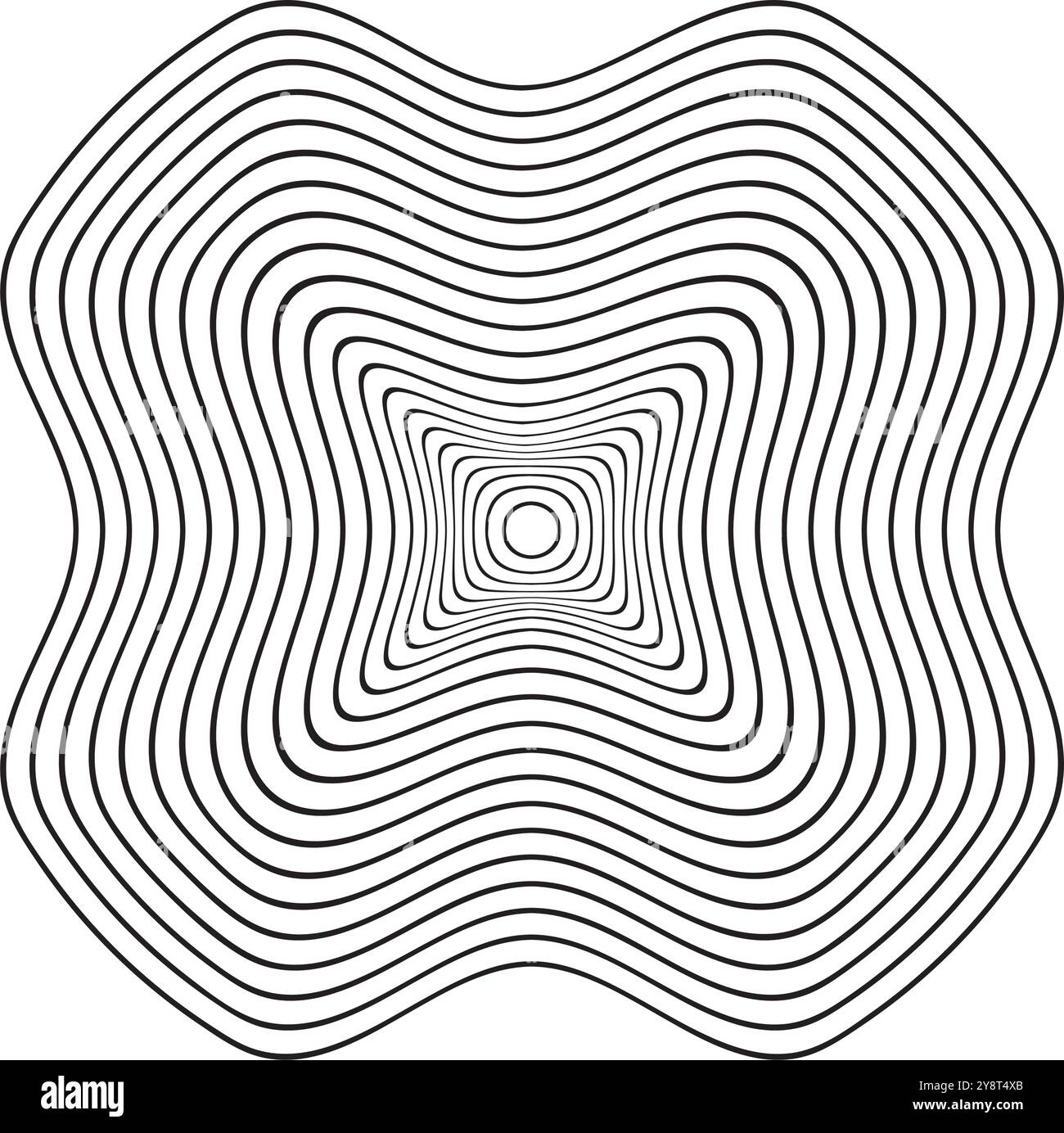 Wellige konzentrische Kreise. Hölzerne oder topografische Ringe. Symbol ...