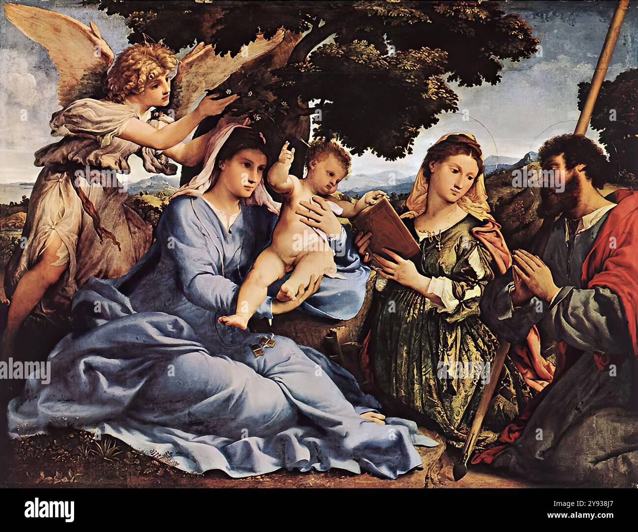 LOTTO, Lorenzo (*ca. 1480, Venezia, d. 1556, Loreto) Madonna und Kind mit Heiligen und Engel ...
