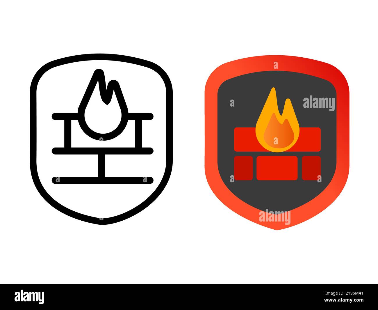 Firewall-Symbol umrissen und farbig dargestellt Sichern der ...