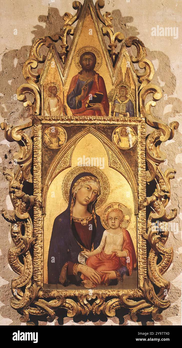SIMONE MARTINI (* 1280/85, Siena, d. 1344, Avignon) Madonna und Kind mit Engeln und dem Erlöser ...