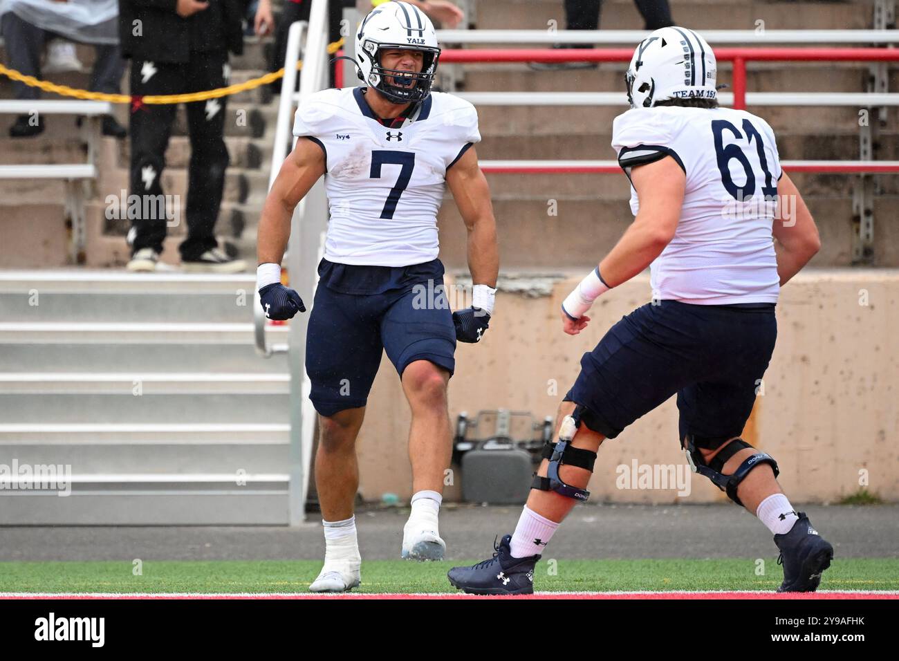 Ithaca, NY, USA. September 2024. Yale Bulldogs Running Back Joshua ...