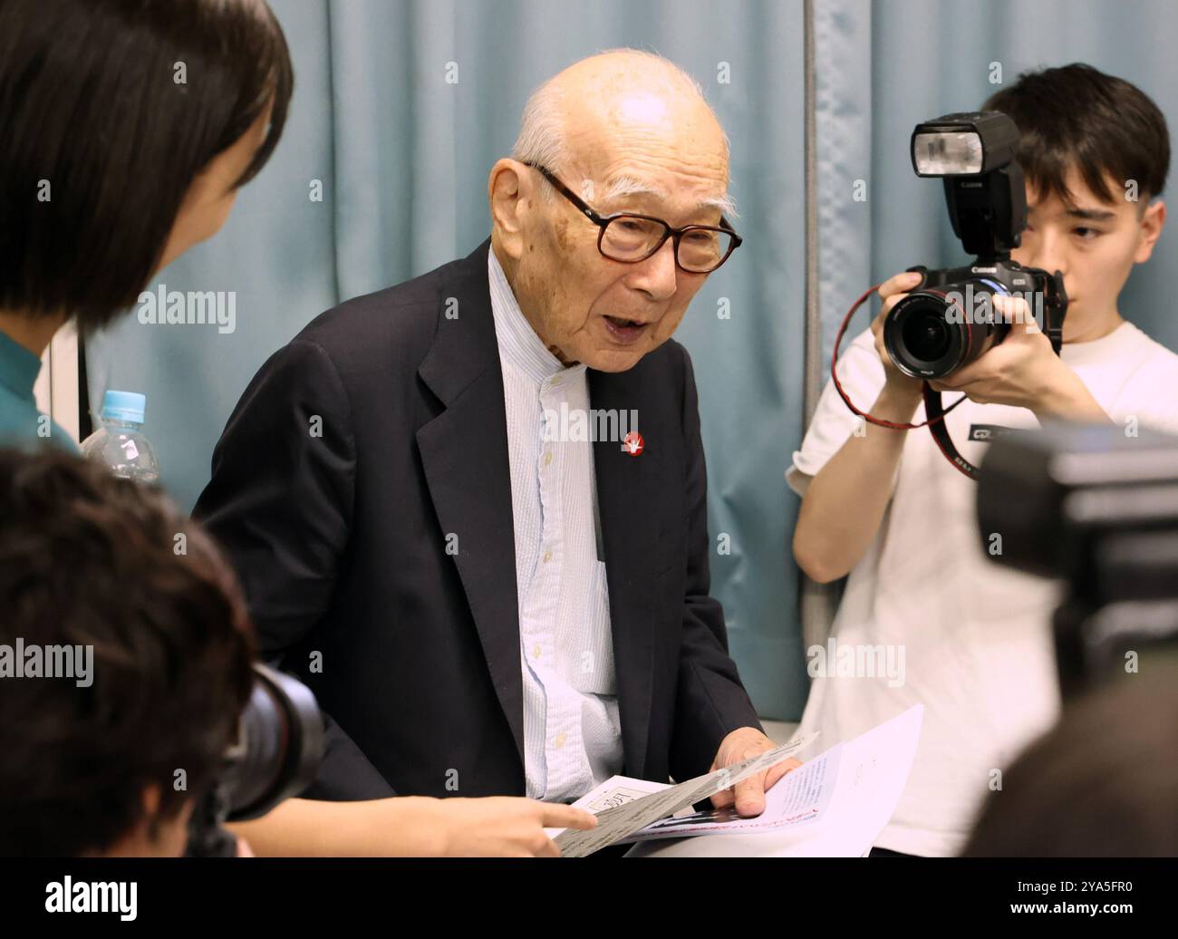 Tokio, Japan. Oktober 2024. Terumi Tanaka, Überlebender der A-Bombe und Co-Vorsitzender von ...