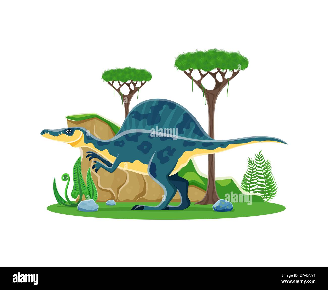 Oxalaia Cartoon prähistorische Dinosaurierfigur in natürlicher ...