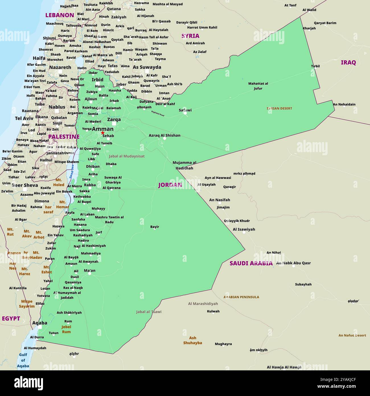 Map of jordan Stock-Vektorgrafiken kaufen - Alamy