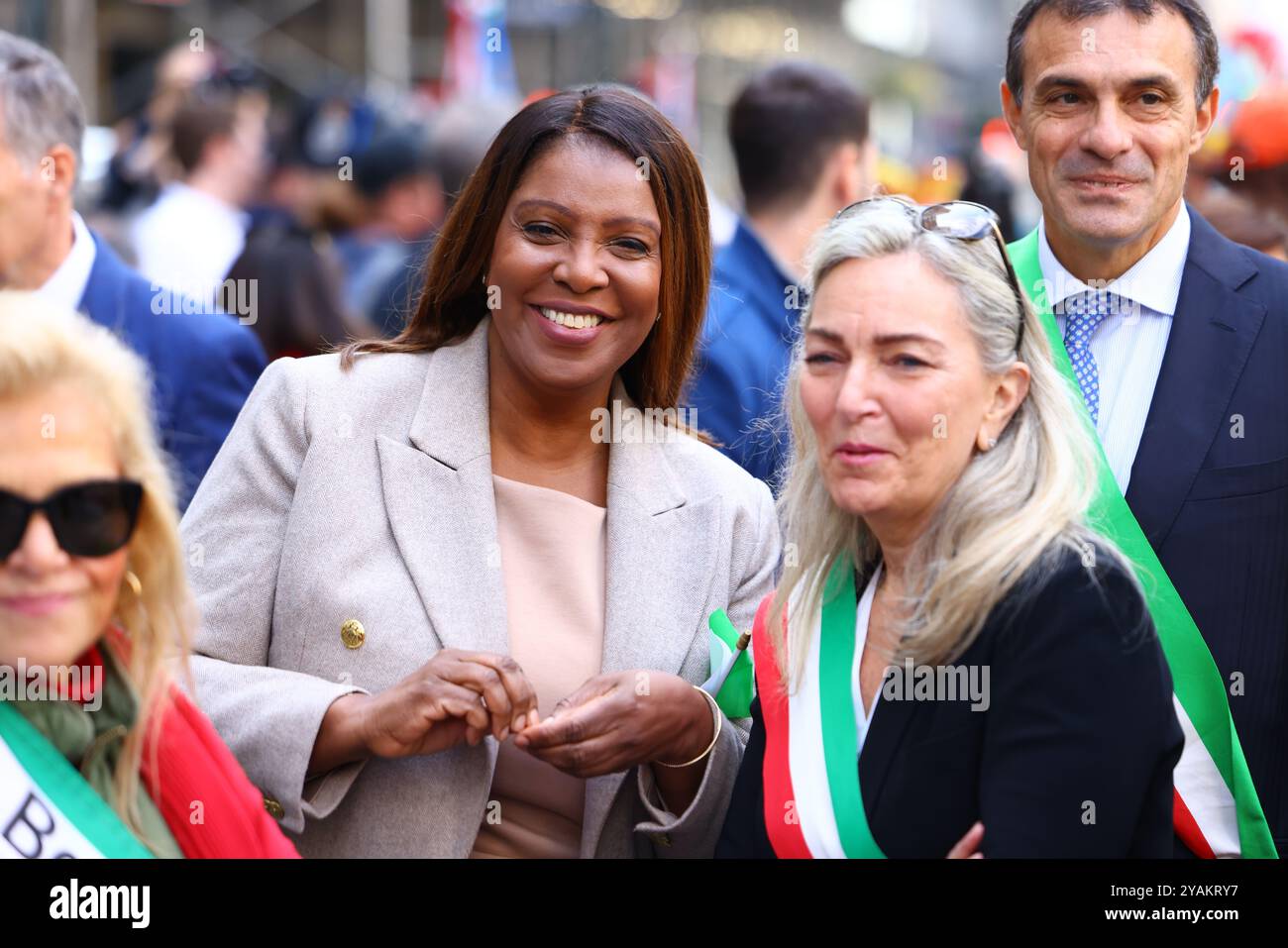 Anwältin von New York Letitia James vor dem Beginn der Columbus Day ...