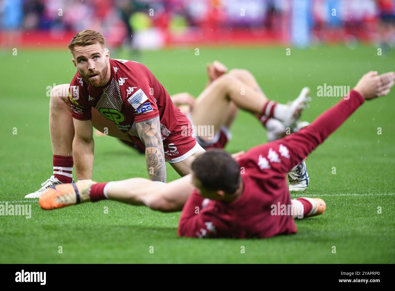 Manchester, England - 12. November 2024 - Adam Keighran von Wigan Warriors während des warm Up ...