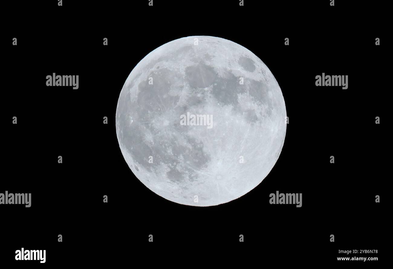 A supermoon is observed in Sapporo City, Hokkaido Prefecture, northern ...