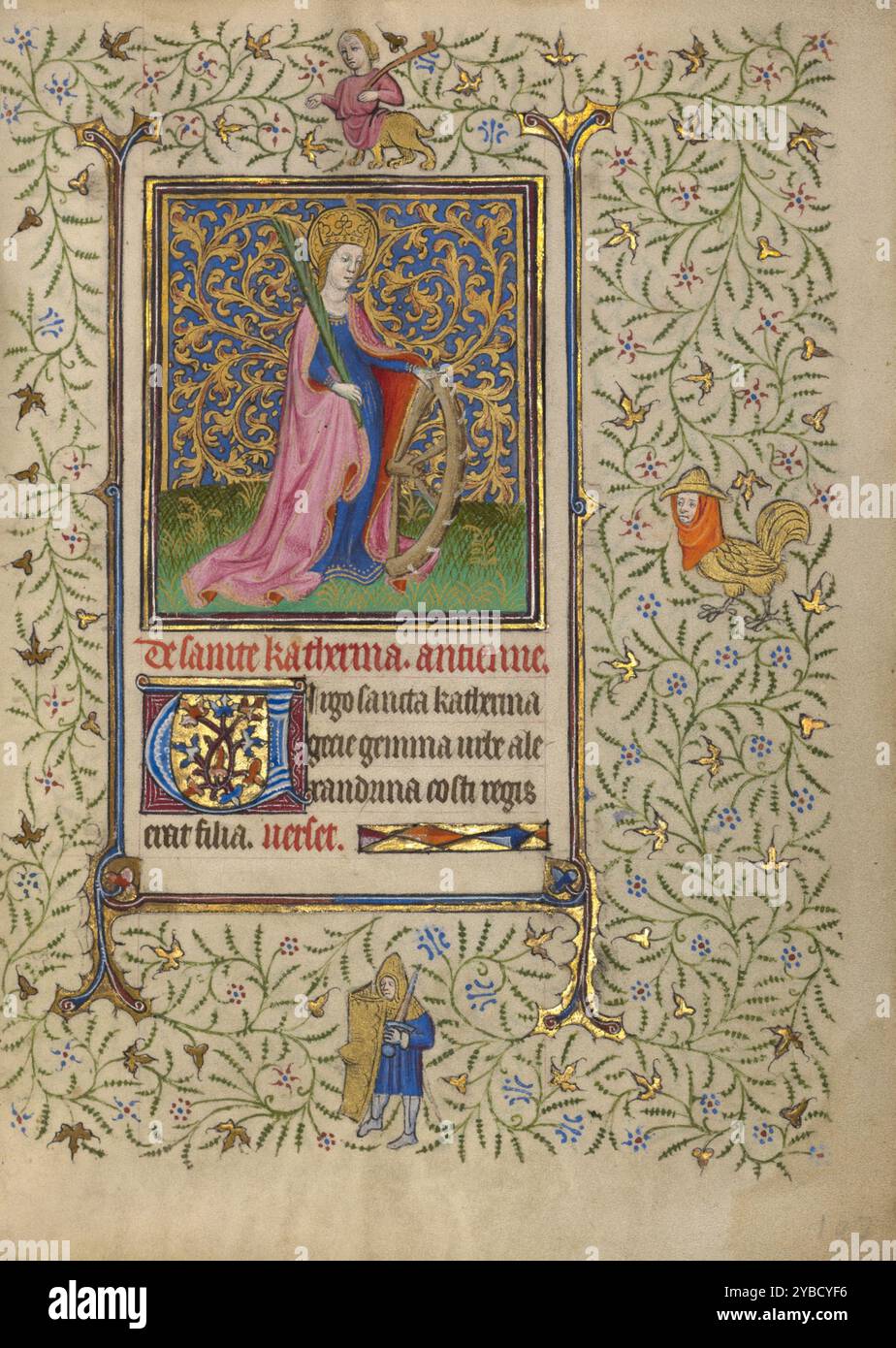 Heilige Katharina; Stundenbuch, um 1410. Die heilige mit dem Rad, das Instrument ihres ...