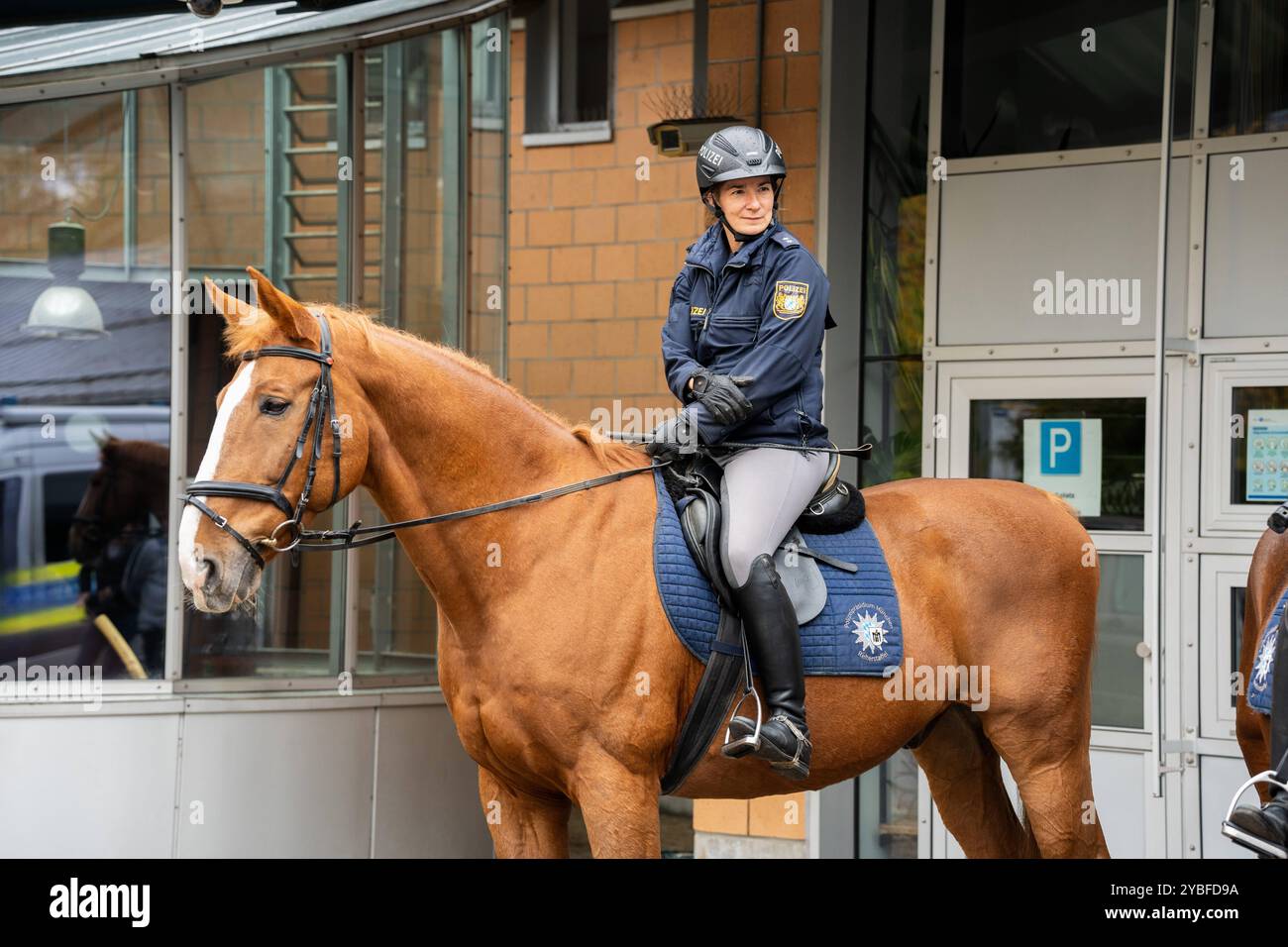 Bayern, Deutschland - 18. Oktober 2024: Polizeireitschwader mit Pferd ...