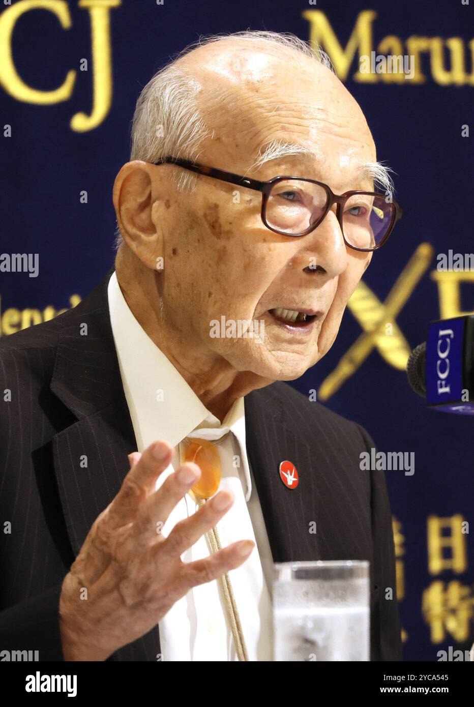 Tokio, Japan. Oktober 2024. Terumi Tanaka, Überlebender der A-Bombe und Co-Vorsitzender der ...