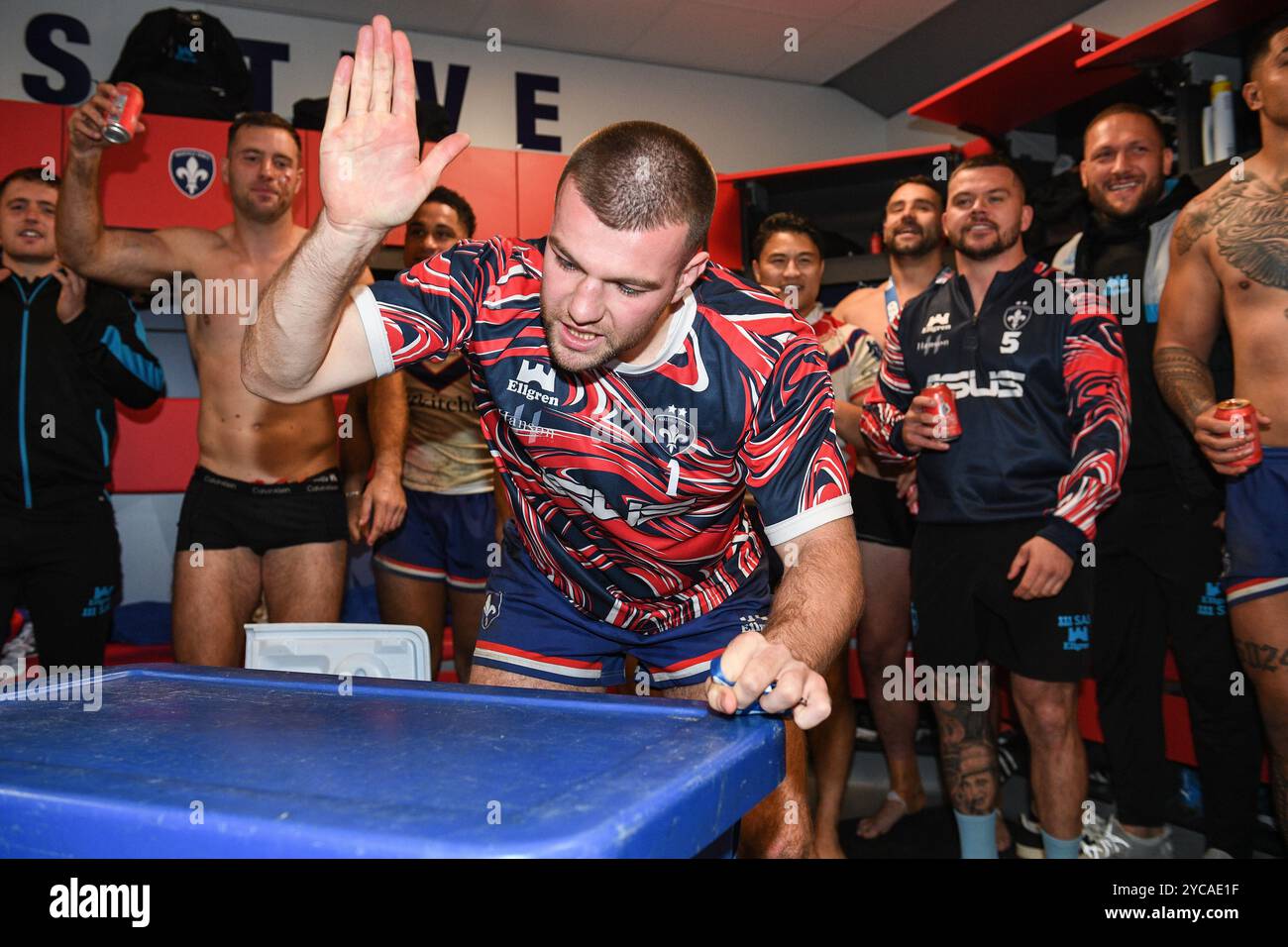 Wakefield, England – 19. Oktober 2024 – Max Jowitt, der Titelsong von Wakefield Trinity. Rugby ...