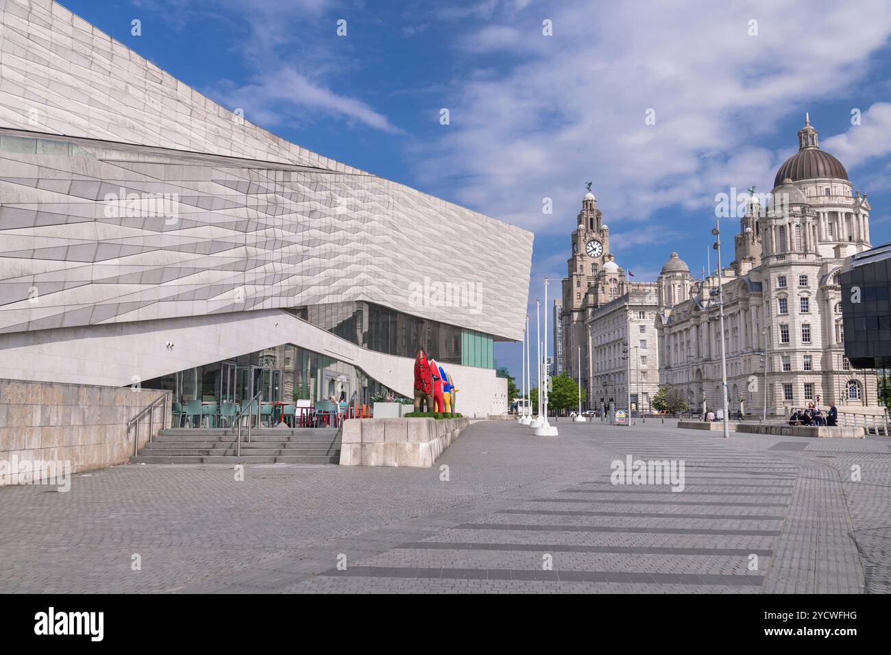 England, Lancashire, Liverpool, Pier Head, Gruppe von Gebäuden, die ...