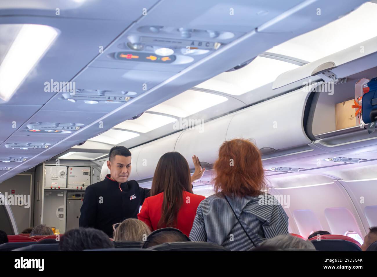 Flugbegleiter, männlich und weiblich, Mann und Frau in Uniform, die ...