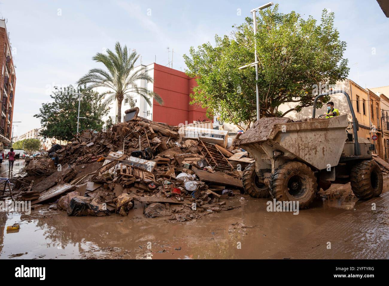 Debris and garbage accumulated in the street, on November 5, 2024, in ...