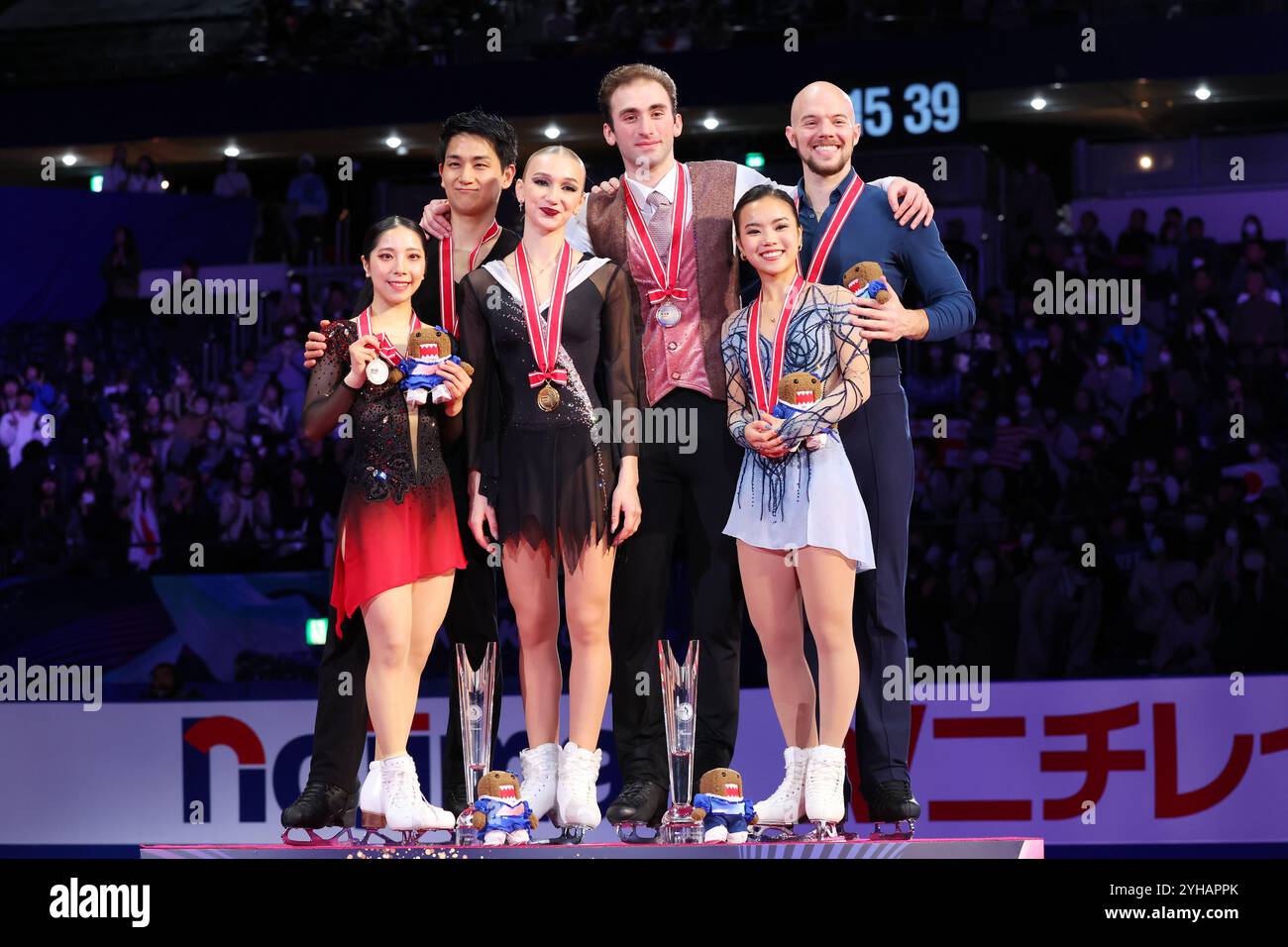 Tokio, Japan. November 2024. (L-R) Riku Miura & Ryuichi Kihara (JPN), Anastasiia Metelkina ...