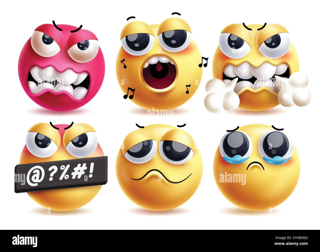 Angeekelte Emoji-Vektor-Zeichen gesetzt. Emojis Charaktersammlung wie ...