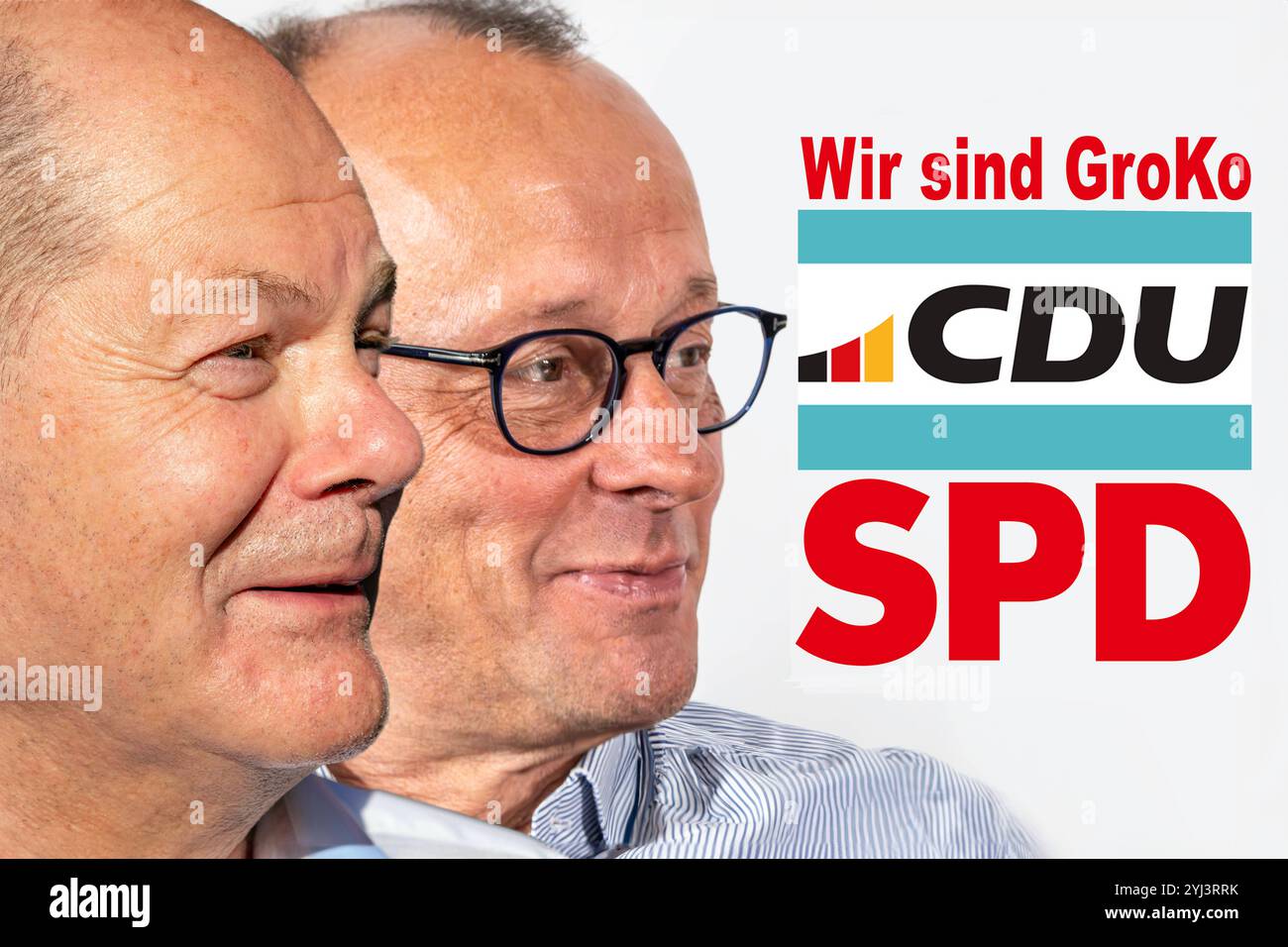 Wir sind GroKo, satire Wahlplakat mit Bundeskanzler Olaf Scholz, SPD, CDU-Kanzlerkandidat ...