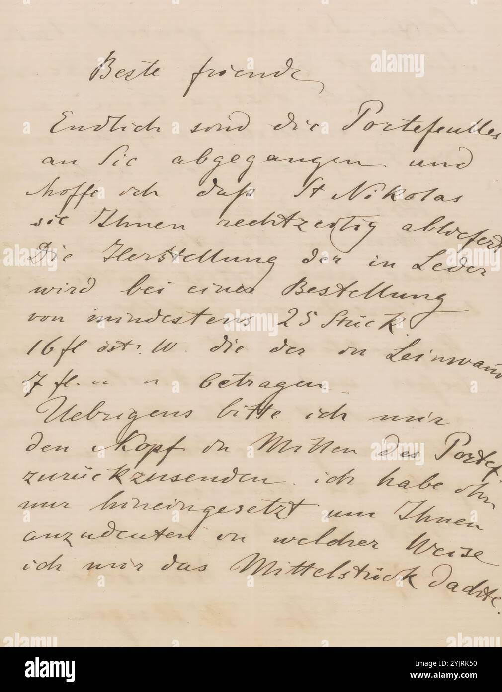 Brief an Frans Buffa en Zonen, Brief vom Dezember 1875 in späterer Hand ...