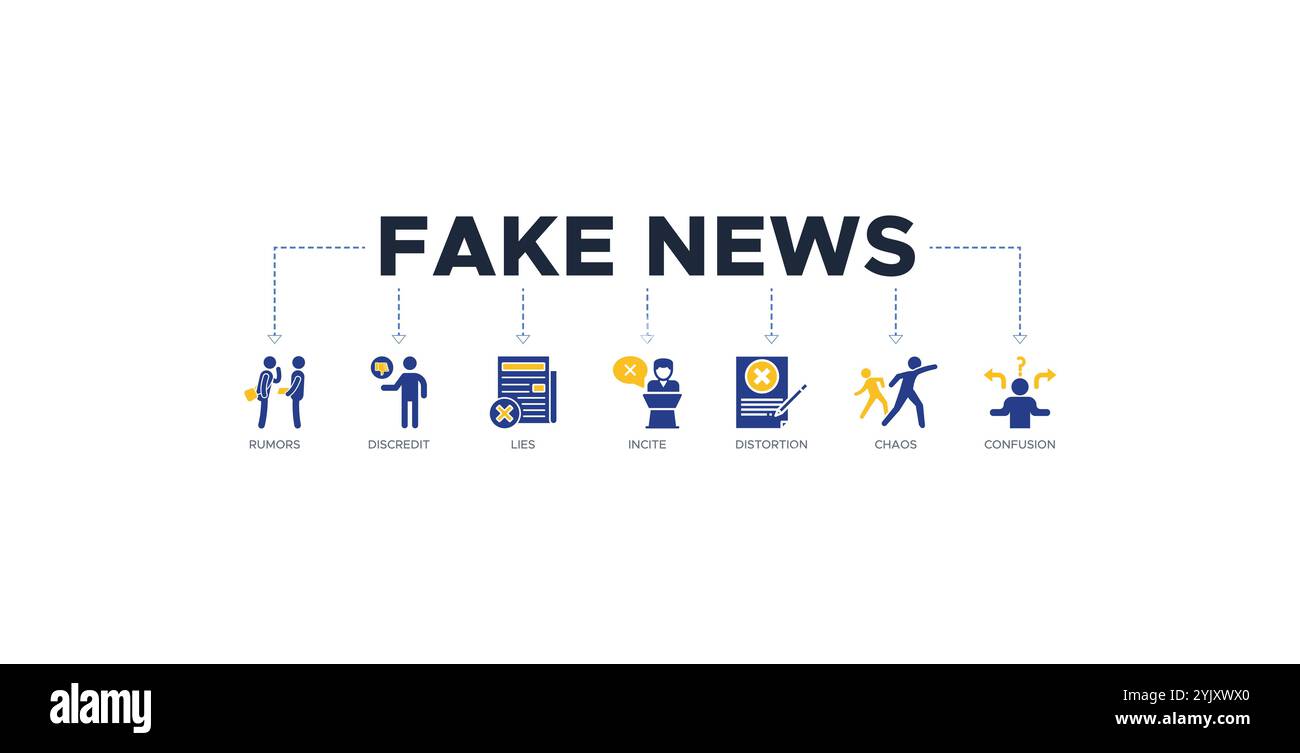 Fake News Banner Web Icon Vektor Illustration Konzept mit Symbol der ...