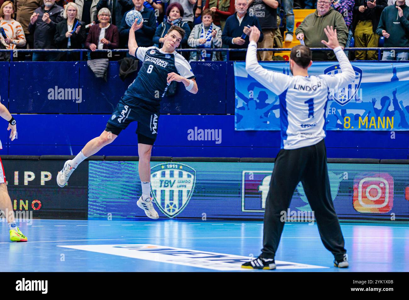 Frederik Simak (TBV Lemgo Lippe, #08), Matija Spikiv (ThSV Eisenach, #01) GER, TBV Lemgo Lippe ...