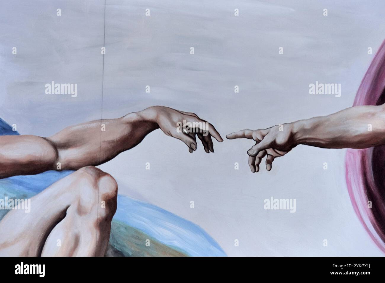 Hände Gottes und Adams, Detail aus der Schöpfung Adams „Sixtinische ...