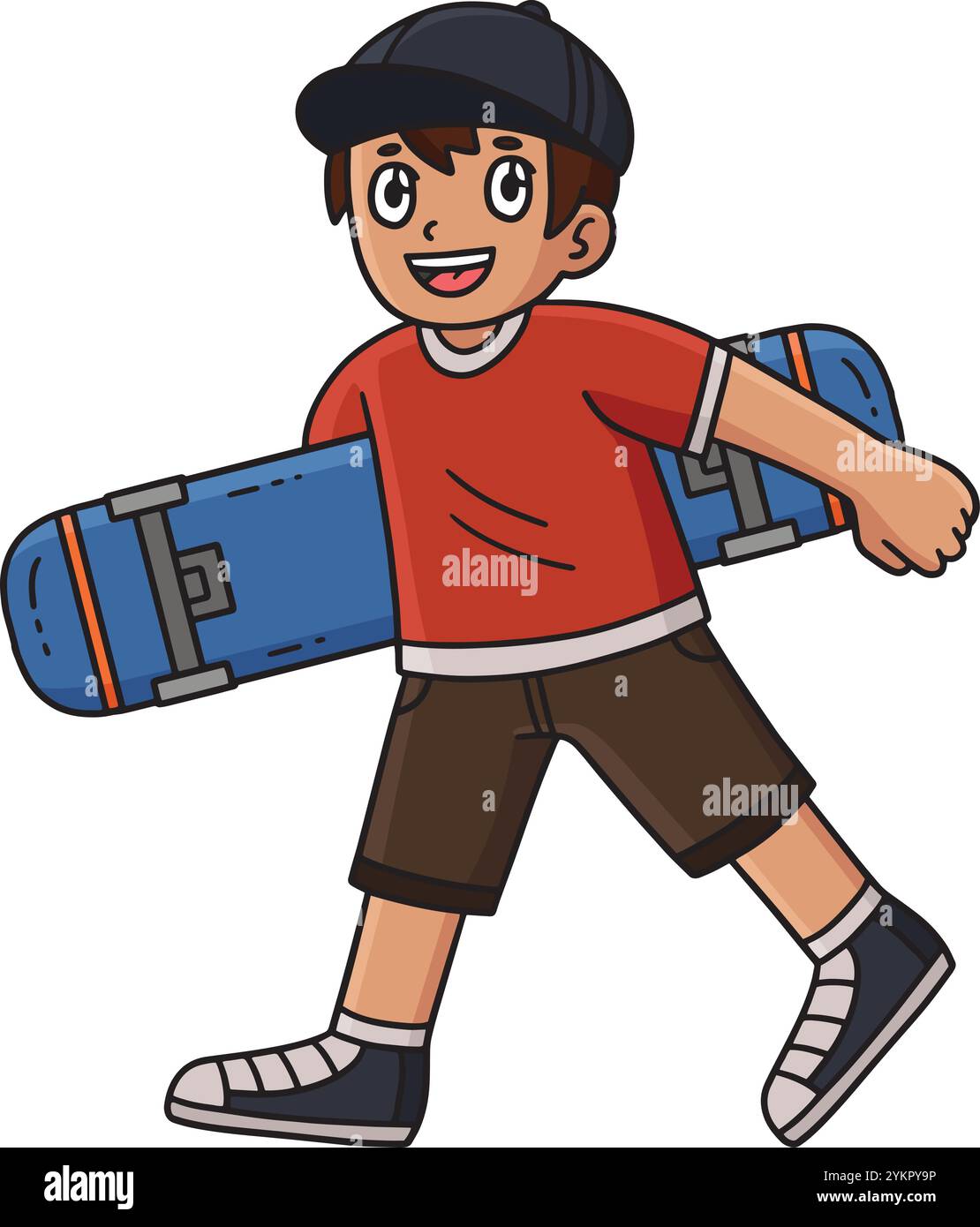 Skateboard Boy Cartoon Colored Clipart Stock-Vektorgrafik - Alamy