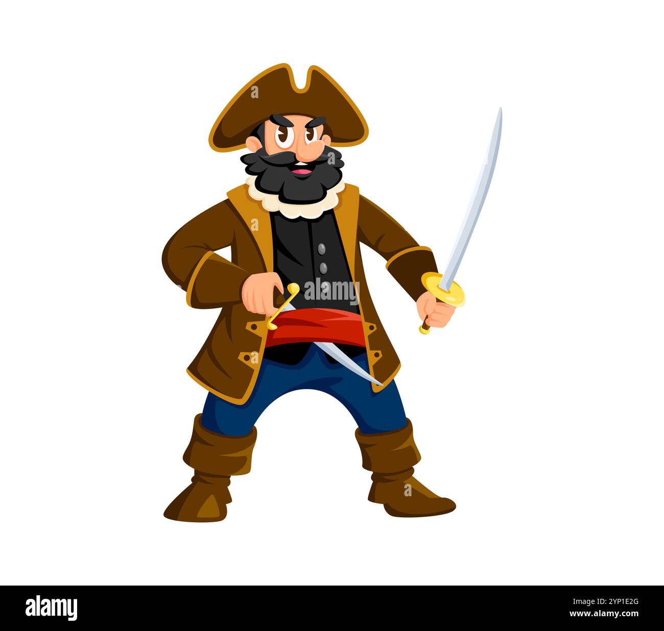 Cartoon-Pirat, Filibuster-Bandit-Happy-Charakter. Filigraner Seemann ...