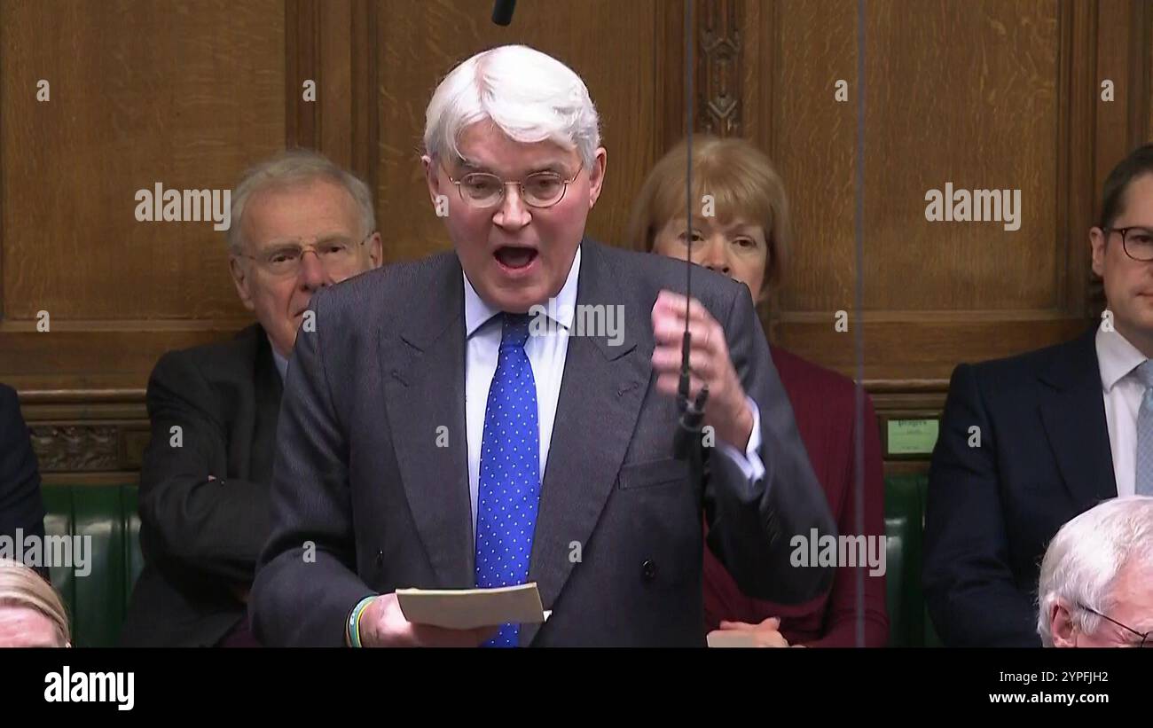 Screenshots von Andrew Mitchell, der während der Debatte über den Tod ...