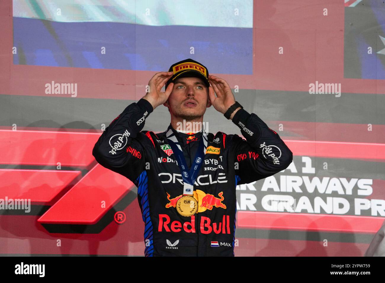 Podium mit Max Verstappen (NED) - Oracle Red Bull Racing - Red Bull ...