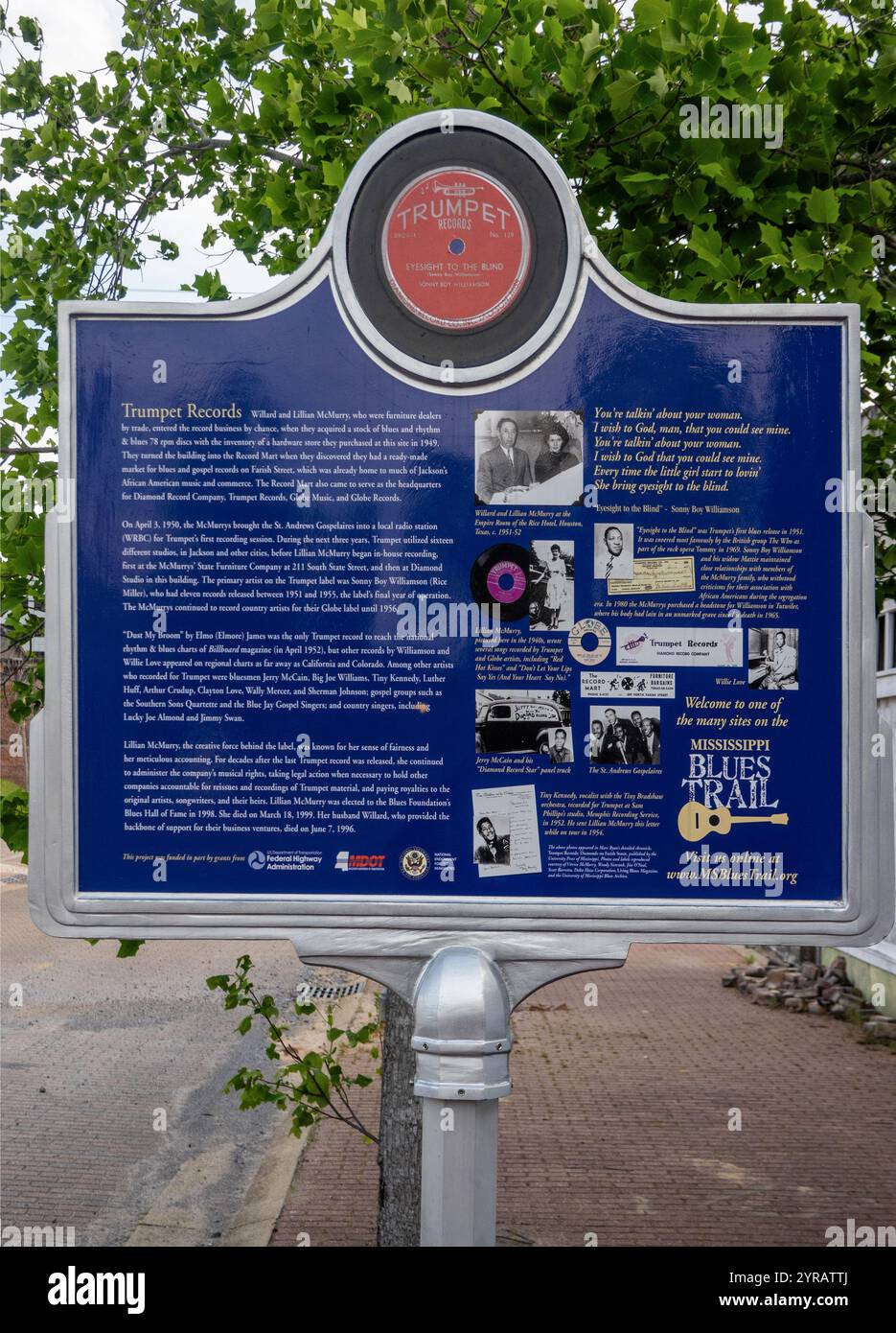 Blues Trail historische Marker in Jackson Mississippi Stockfotografie ...